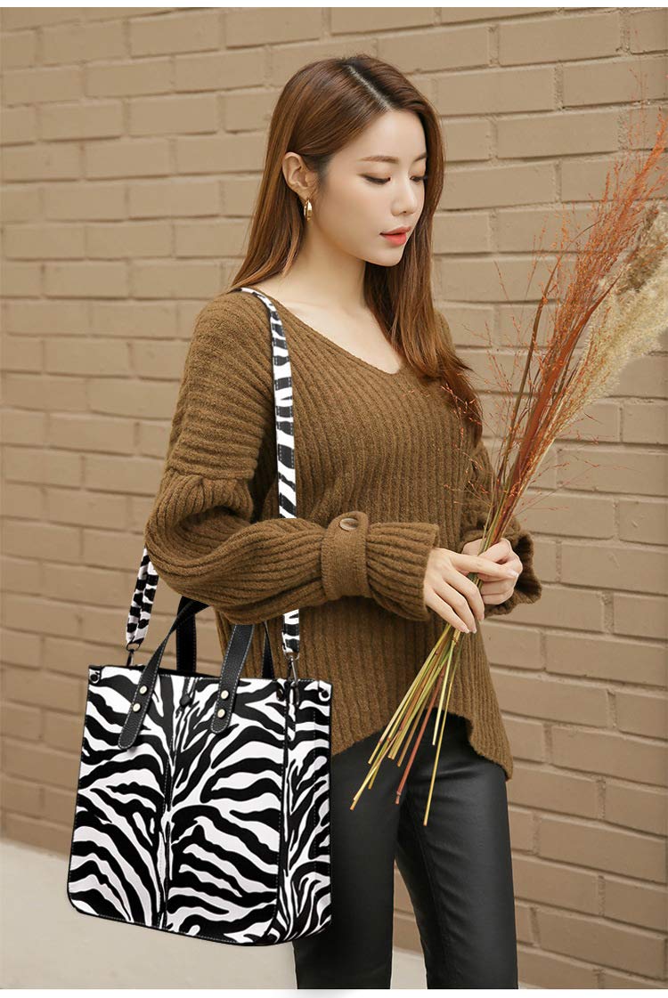 KOON Tote Bag for Women Zebra Print Cows Deer Pattern PU Shoulder Bag Purse Large Satchel Handbag for Work Travel Shopping