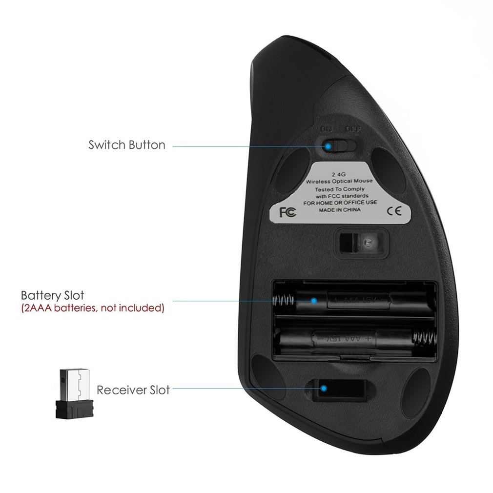 Wireless Mouse Ergonomic Vertical Left-Handed Mouse Ergo LED Light High Precision Optical Cordless Lightweight Left Hand Mice Women Men Gift for PC Computer Laptop Mac Office,1600 DPI,Side Buttons