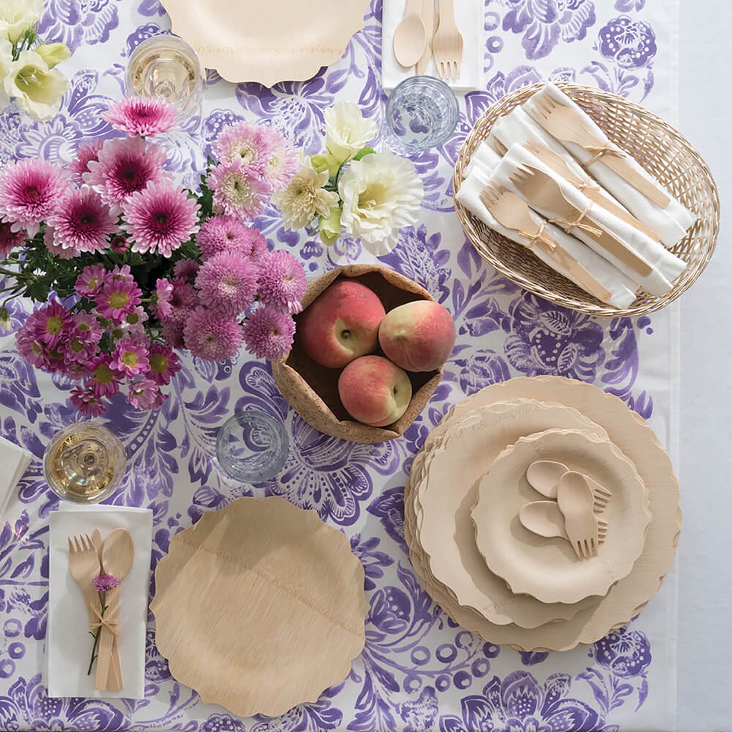 Bambu Pack of 25-9 Inch Disposable Bamboo Plates Fancy, Biodegradable Eco Friendly Products, Bamboo Disposable Plates for Party, Weddings, and Events, Great For Any Occasion, Compostable Plates