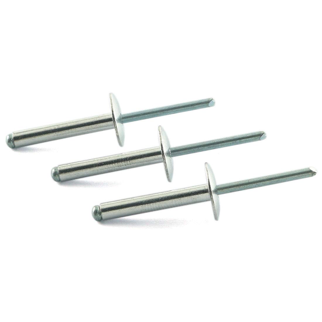 HJ Garden 60pcs Large Flange Aluminum Blind Rivet 3/16x1-3/16inch(4.8x30mm) Self-Plugging Open End Decorating Fastener Nails Pop Rivets Core Pulling Rivets Grip Range 3/4-1 Inch(19-25mm)
