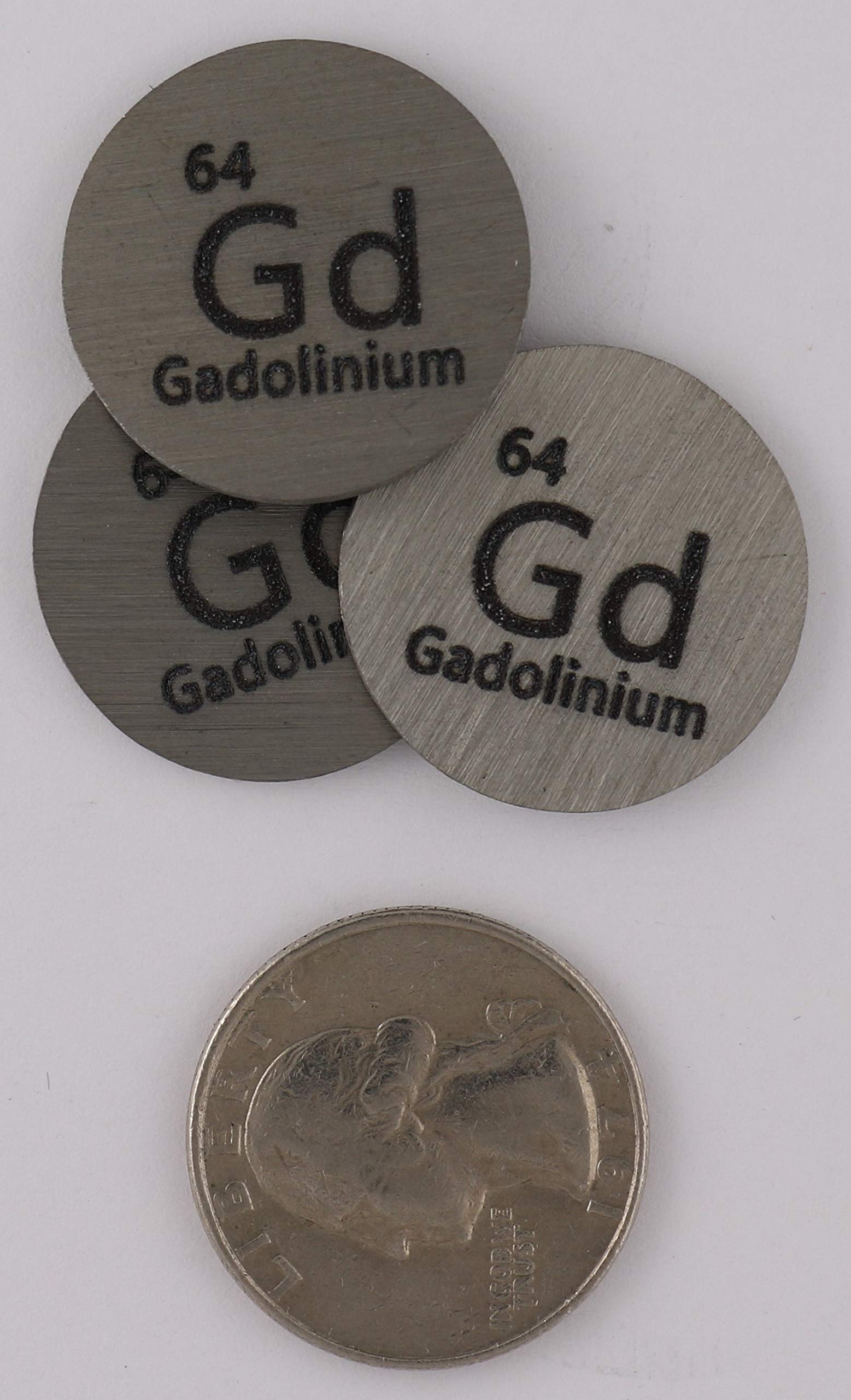 Gadolinium (Gd) 24.26mm Metal Disc 99.9% Pure for Collection or Experiments