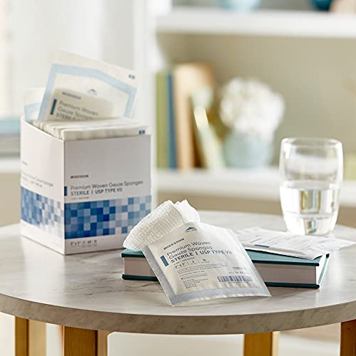 McKesson Premium Woven Gauze Sponges, Sterile, 12-Ply, USP Type VII, 100% Cotton, 3 in x 3 in, 2 Per Pack, 40 Packs, 80 Total