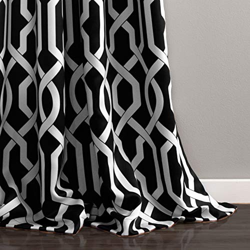 Lush Decor Edward Trellis Curtains Room Darkening Window Panel Set for Living, Dining, Bedroom (Pair), 84” x 52”, Black