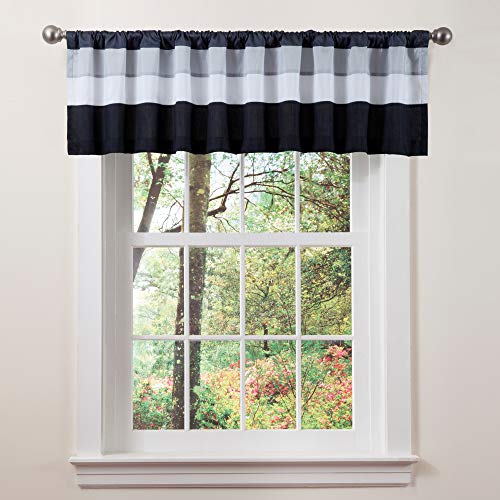 Lush Decor Triangle Home Fashions 19341 Iman Valance, White/Black, 18 x 84-inch
