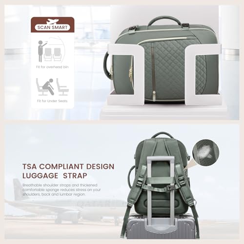 LOVEVOOK Travel Backpack for Women, Carry on Backpack Personal Item Travel Bag, 40L Travel Backpack Carry on Flight Approved, 17 Inch Waterproof Laptop Daypack for Weekender Gym Hiking