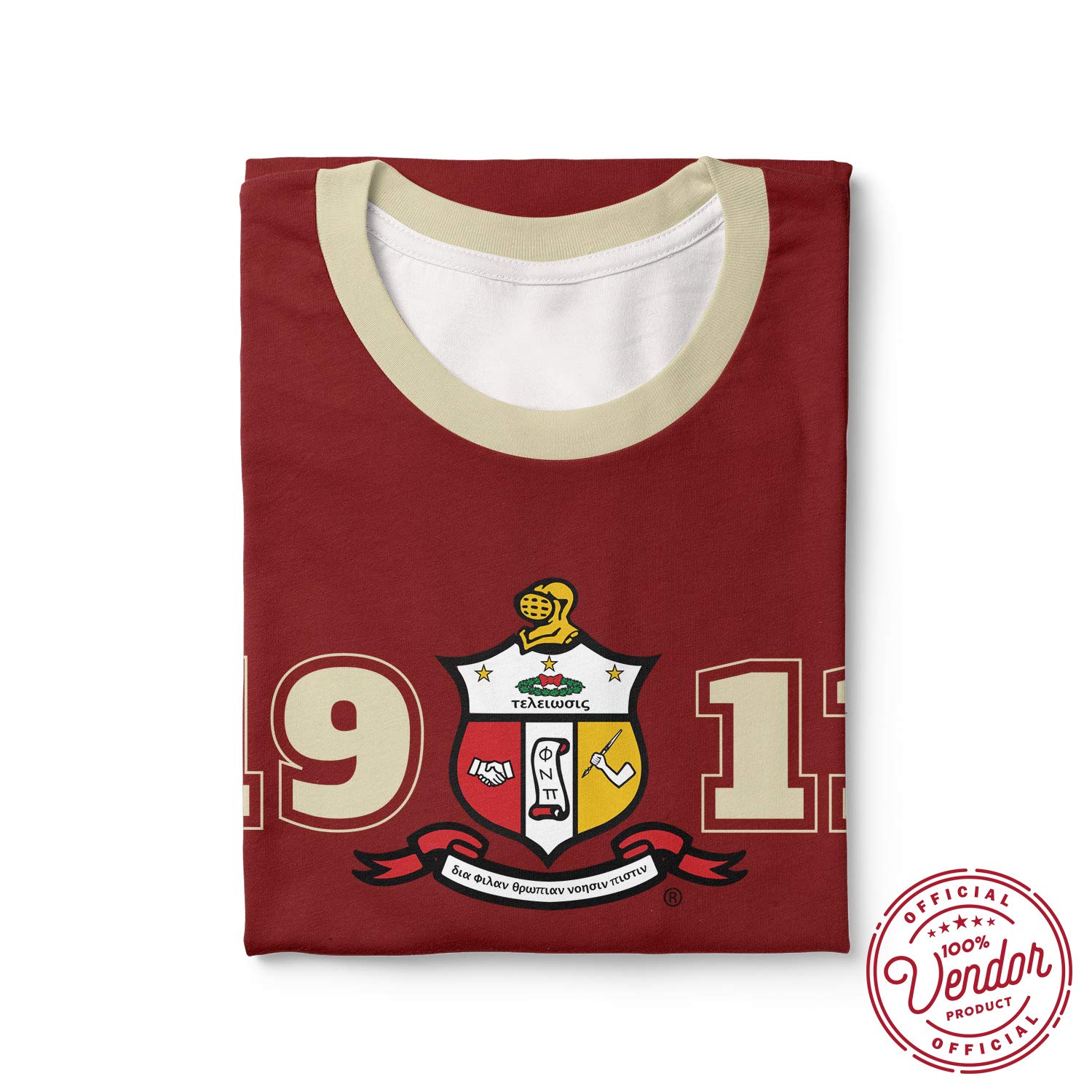 BBGreek Kappa Alpha Psi Fraternity Paraphernalia - Crew Neck T-Shirt - Official Vendor - 1911 Crest - Medium