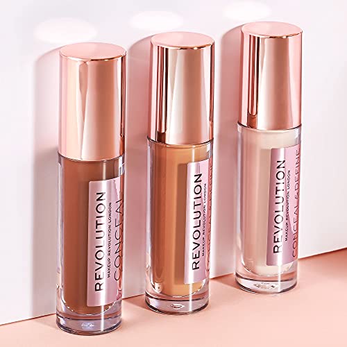 Makeup Revolution Conceal & Define Concealer, Full Coverage Makeup Concealer, Matte Finish & Long Wear, For Fair Skin Tones, Vegan, C6, 4ml