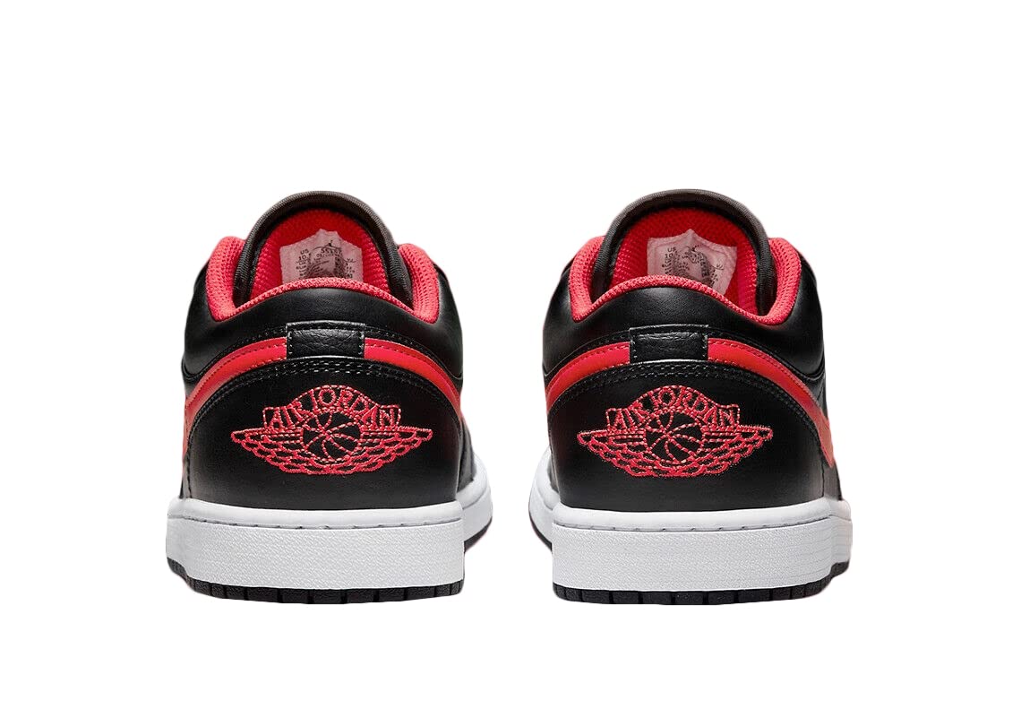 Jordan Men's Air Jordan 1 Low Sneaker, Black/Fire Red-white, 13