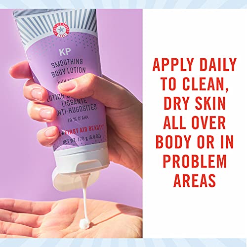 First Aid Beauty KP Smoothing Body Lotion – Chemically Exfoliates and Moisturizes with 10% Lactic Acid (AHA), Urea, Colloidal Oatmeal and Ceramides – 6 oz