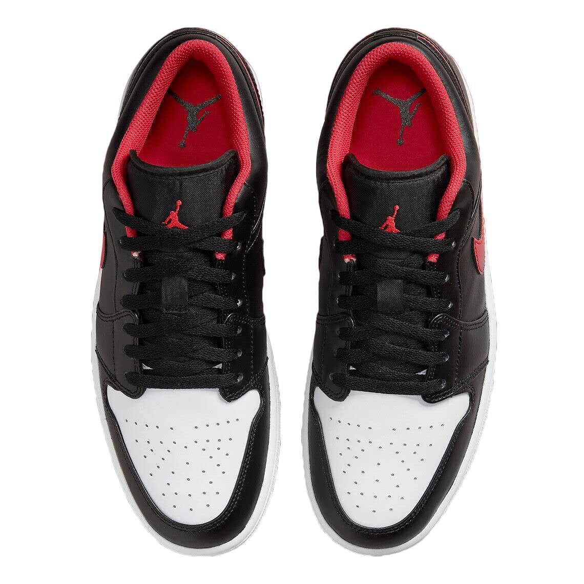 Jordan Men's Air Jordan 1 Low Sneaker, Black/Fire Red-white, 13