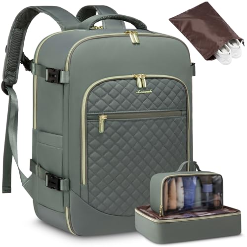 LOVEVOOK Travel Backpack for Women, Carry on Backpack Personal Item Travel Bag, 40L Travel Backpack Carry on Flight Approved, 17 Inch Waterproof Laptop Daypack for Weekender Gym Hiking