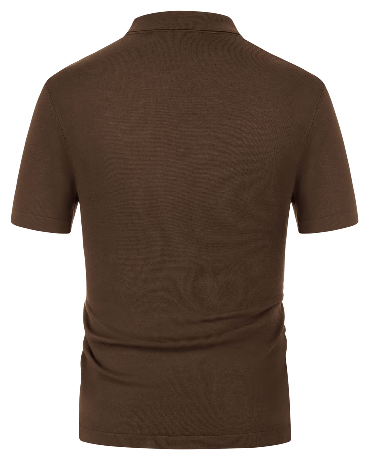 Men's 70s Short Sleeve Knitwear Vintage Stripe Lightweight Polo Shirts Brown XXL