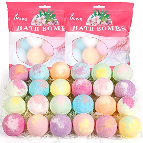 iHave Bath Bombs for Women, 24 Small Lush Bath Bomb Bubble Bath Set Spa Gifts for Women, Natural Handmade Bath Bombs Rich in Essential Oils, Romantic Gifts for Her, Multicolor, Small (Pack of 24)