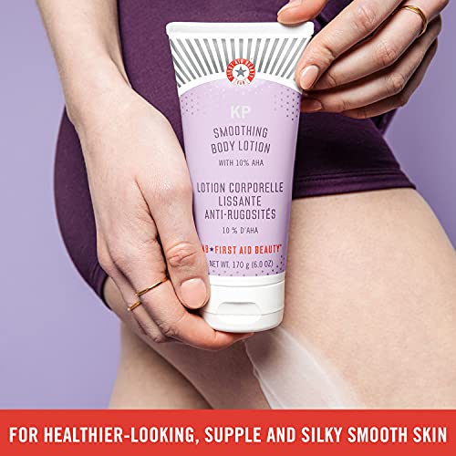 First Aid Beauty KP Smoothing Body Lotion – Chemically Exfoliates and Moisturizes with 10% Lactic Acid (AHA), Urea, Colloidal Oatmeal and Ceramides – 6 oz