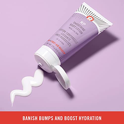 First Aid Beauty KP Smoothing Body Lotion – Chemically Exfoliates and Moisturizes with 10% Lactic Acid (AHA), Urea, Colloidal Oatmeal and Ceramides – 6 oz
