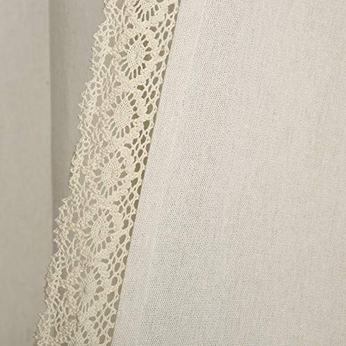 Lush Decor Rosalie Farmhouse Window Curtains Rustic Style Panel Set for Living, Dining Room Bedroom (Pair), 54"W x 63"L, Ivory