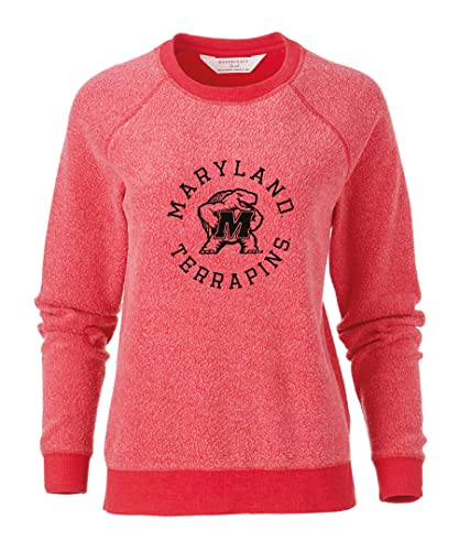 boxercraft Women's University of Maryland Terrapins Fleece Out Crew, Red, L