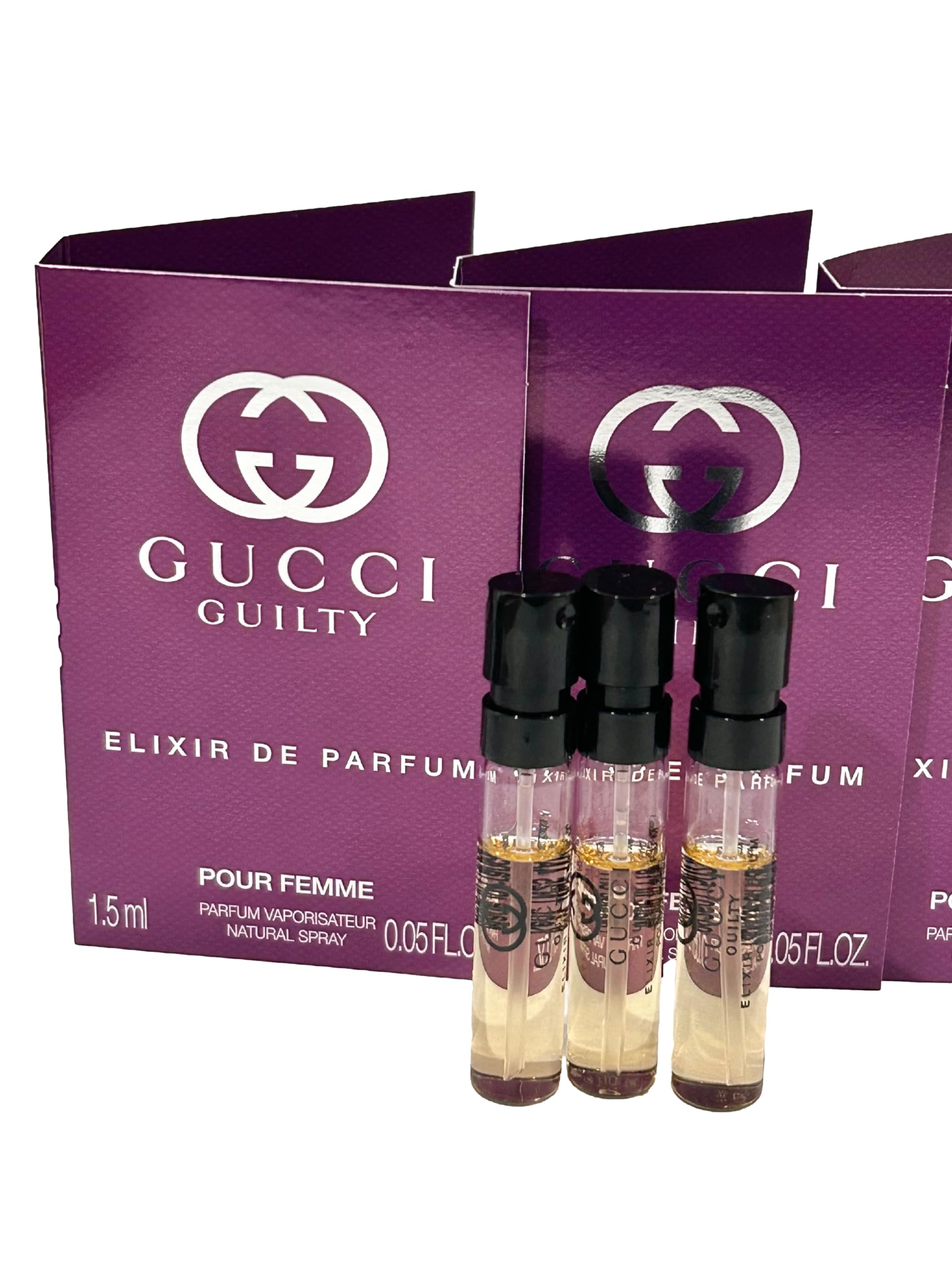 Gucci Guilty Elixir Sample Perfume Women Elixir Parfum Sample Pour Femme Spray 1.5 ml / 0.05 oz - set of 3