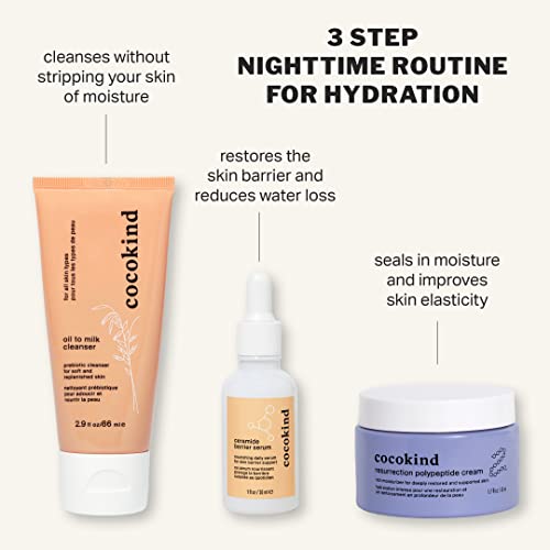 Cocokind Ceramide Serum, Hydrating Serum for Face, Skin Barrier Repair Face Serum with Ceramides, Ceramide Moisturizer and Lactic Acid Serum