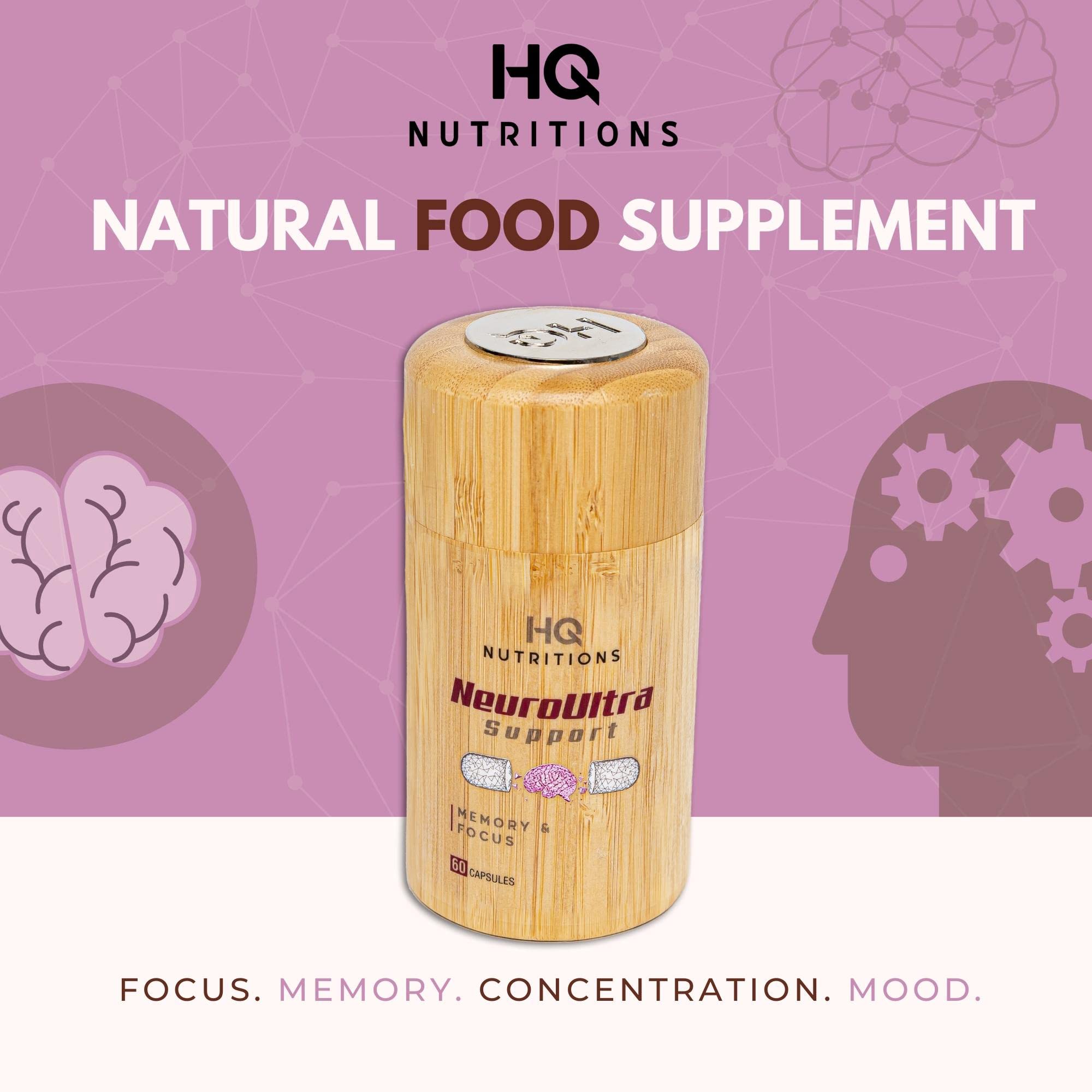 Neuro Ultra | High Quality Brain Booster |Improve Focus,Memory,Concentration & Clarity with HQ IngredientsDHA,AlphaGPC,B3,6,12,Ginkgo biloba,Bacopa,Lutein,Choline & More. Caffeine Free.