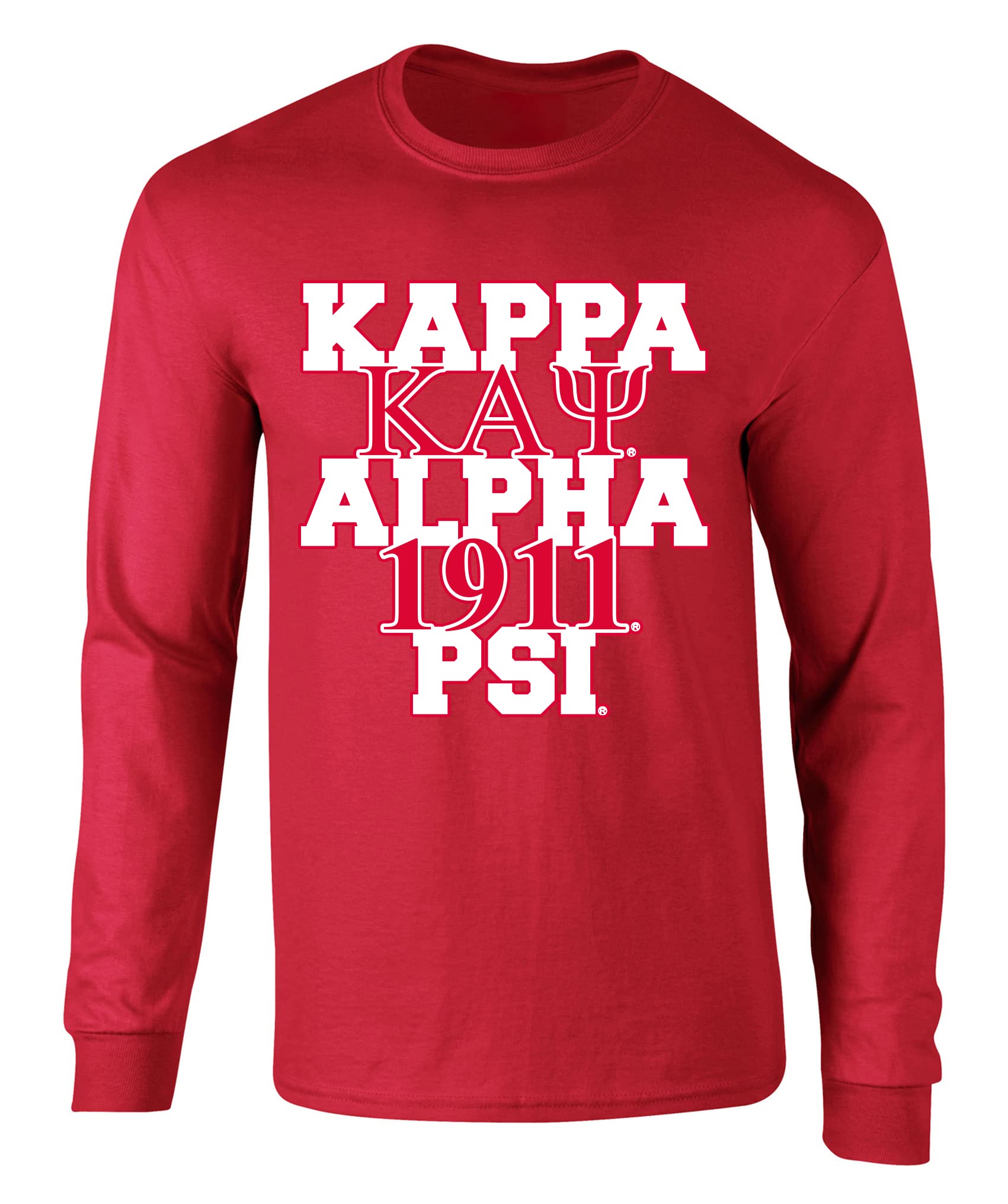 Kappa Alpha Psi Fraternity Bold Graphic Print Long Sleeve T Shirt Red X-Large Regular