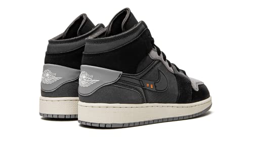 Nike Jordan Youth Air Jordan 1 Mid SE Craft GS DV0438 001 - Size 5.5Y, Black/Cement Grey-lt Graphite