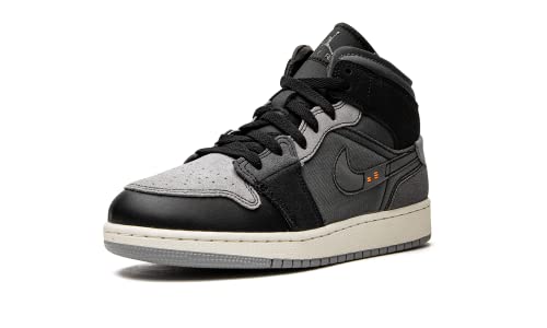 Nike Jordan Youth Air Jordan 1 Mid SE Craft GS DV0438 001 - Size 5.5Y, Black/Cement Grey-lt Graphite