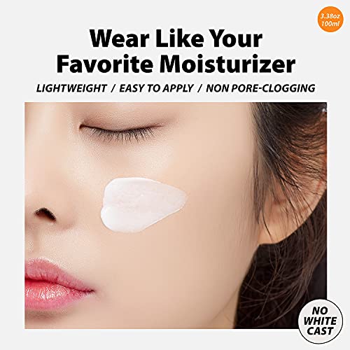 A'PIEU Pure Block Daily Sunscreen Cream SPF45/PA+++ Large Size 3.38 fl oz (100ml) | Non-Greasy No White Cast Reef Safe Korean Sunscreen for Face