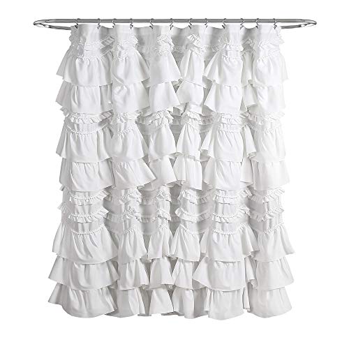 Lush Decor, White Kemmy Shower Curtain, 72" x 72"
