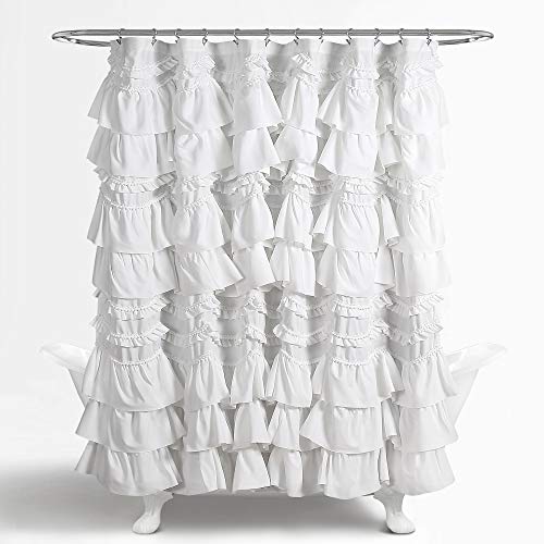 Lush Decor, White Kemmy Shower Curtain, 72" x 72"