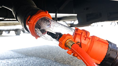 Camco Rhino 25Ft Clean-Out Camper & RV Black Water Hose - Features a Heavy-Duty PVC Design & Bright Orange Color - Clean-Out Camper Black Water, Grey Water or Tote Tanks - 5/8” Inside Diameter (22990)