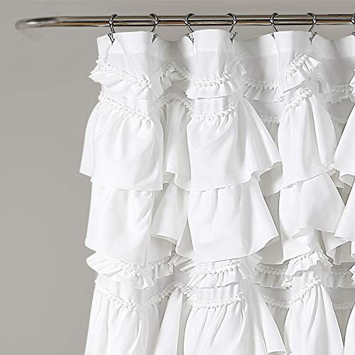 Lush Decor, White Kemmy Shower Curtain, 72" x 72"