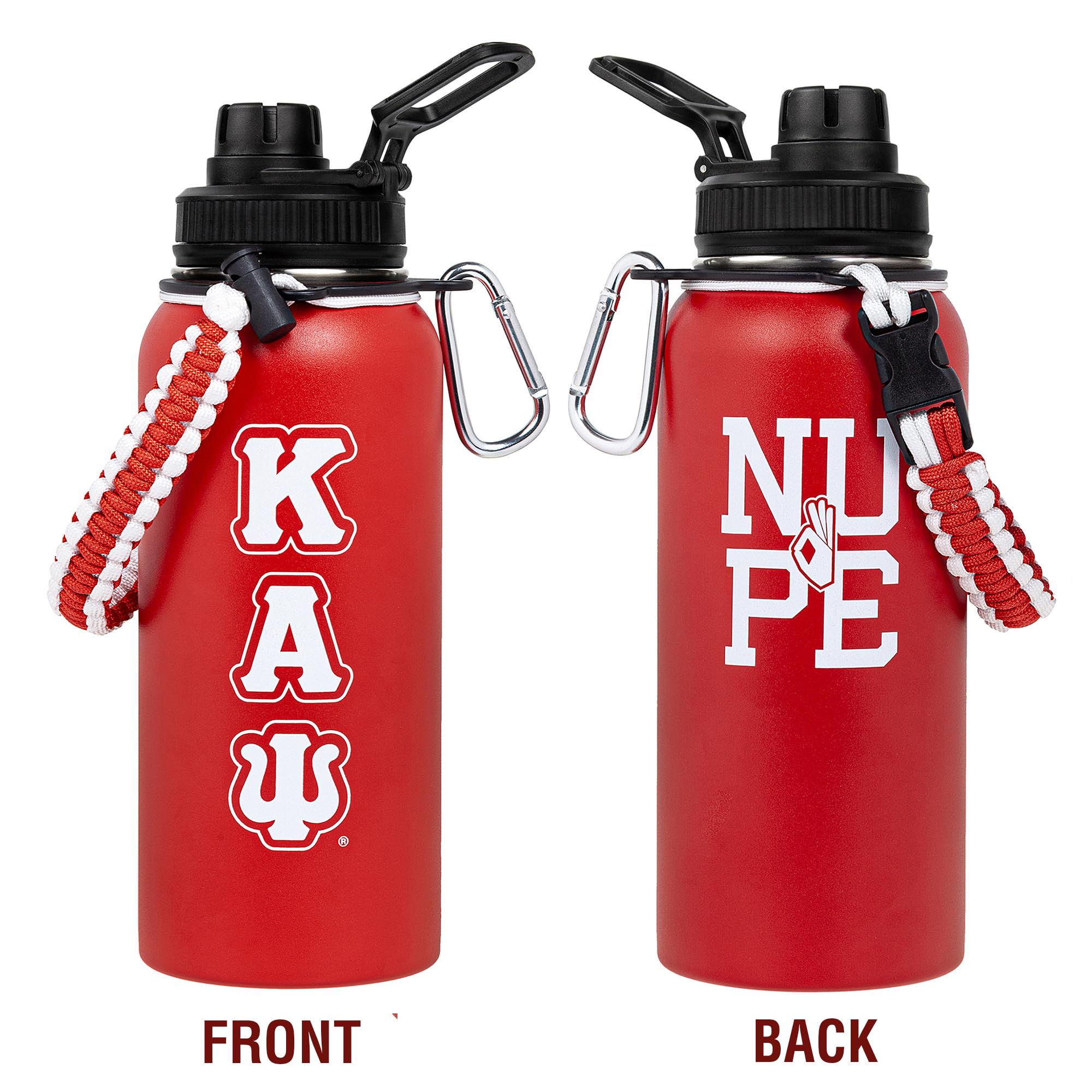 BBGreek Kappa Alpha Psi Fraternity Paraphernalia - Official Vendor - 32oz Rugged Tumbler with Paracord Carabiner - Nupe