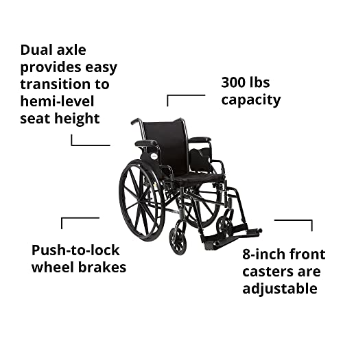 McKesson Wheelchair, Swing Away Foot Leg Rest, Desk Length Arms Flip Back, 16 in Seat, 300 lbs Weight Capacity, 1 Count