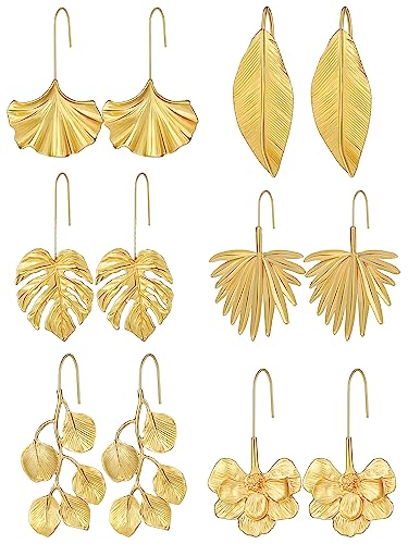 Glenmal 6 Pair Gold Threader Dangle Earrings Long Chain Threader Statement Drop Dangle Earrings Jewelry for Women(Stylish Style)