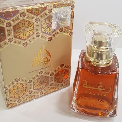 Lattafa Perfumes Raghba EDP - Eau De Parfum 100ML (3.4 oz),Long-Lasting Spray I Agarwood (oud),Saffron,Cinnamon I Signature Bottle I by Lattafa