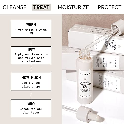 Naturium Mandelic Topical Acid 12%, Plus Niacinamide & Natural Fruit Acids, Anti-Aging Skin Treatment, 1.0 oz