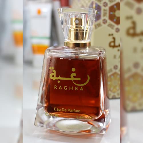 Lattafa Perfumes Raghba EDP - Eau De Parfum 100ML (3.4 oz),Long-Lasting Spray I Agarwood (oud),Saffron,Cinnamon I Signature Bottle I by Lattafa