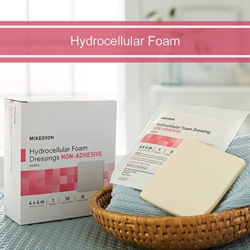 McKesson Hydrocellular Foam Dressings, Sterile, Non-Adhesive, Pad 4 in x 4 in, 10 Count, 10 Packs, 100 Total