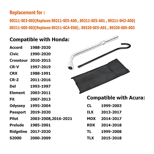 Dr.Roc Compatible with Spare Tire Tool Kit with Tire Jack Handle and Wheel Lug Wrench Honda Accord Civic CR-V Element Odessey Pilot and Acura ILX RDX TLX
