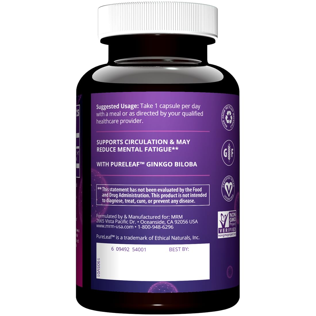 MRM Ginkgo B, 60mg, 60 Vegetarian Capsules