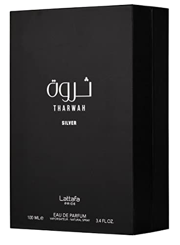 Tharwah Silver By Lattafa Pride Eau De Parfum 100ml(3.4 Oz) | Mint, Bergamot, Clary Sage, Lavender, Cedarwood, Musk, Vetiver | By Lattafa Perfumes