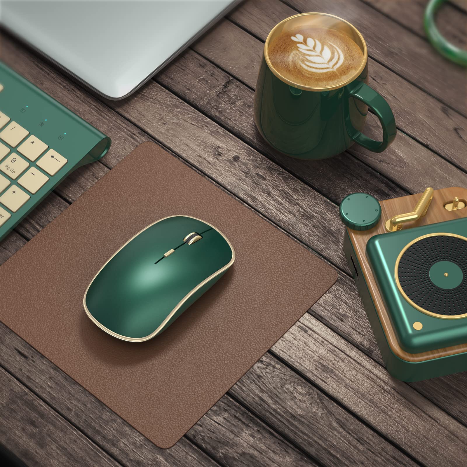 JOYACCESS 2.4G Slim Wireless Silent Mouse, Portable Wireless Computer Mouse with 5 Adjustable DPI Levels, USB Mouse for Desktop, Notebook, MacBook, Chromebook, PC (Green)