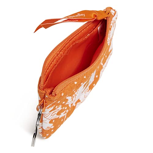 Vera Bradley Women's Cotton Zip ID Case and Lanyard Combo, Orange/White Rain Garden With University of Tennessee - Recycled Cotton, One Size