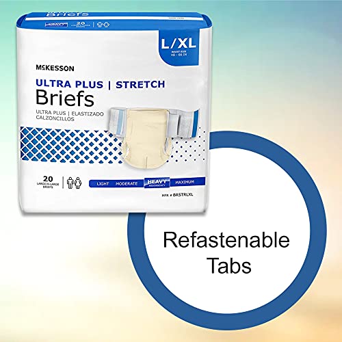 McKesson Ultra Plus Stretch Briefs, Incontinence, Heavy Absorbency, XL, 20 Count, 4 Packs, 80 Total