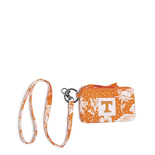 Vera Bradley Women's Cotton Zip ID Case and Lanyard Combo, Orange/White Rain Garden With University of Tennessee - Recycled Cotton, One Size