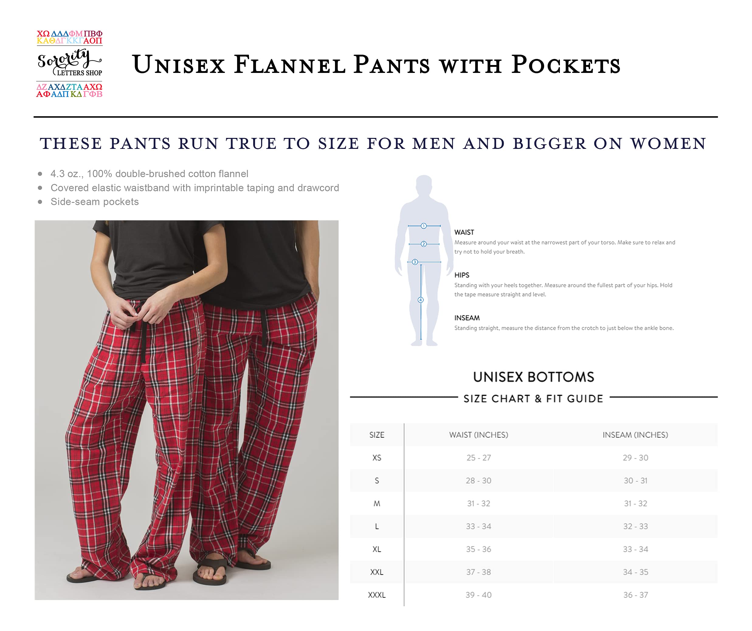 Kappa Kappa Gamma Plaid Flannel Pajama Pants (S 2-6, Carolina Blue)