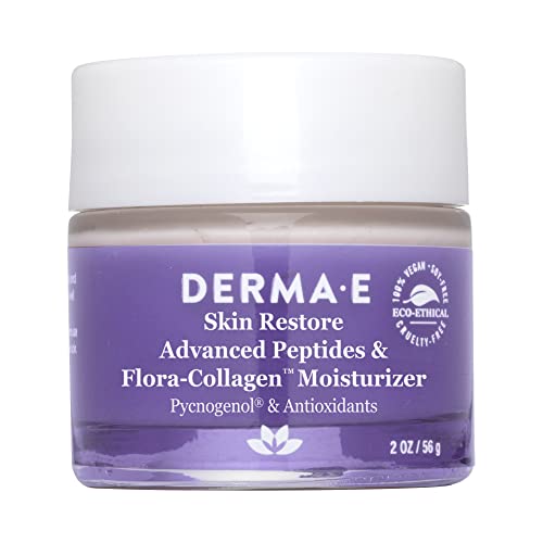 DERMA E Advanced Peptides and Collagen Moisturizer – Double Action Collagen Face Cream with Peptide Complex – Intense Moisture Day and Night Cream for Women – Natural Collagen Cream, 2oz