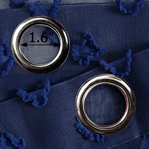 Lush Decor Navy Textured Dot Grommet Sheer Window Curtain Panel Pair (84" x 38"), 84" x 38