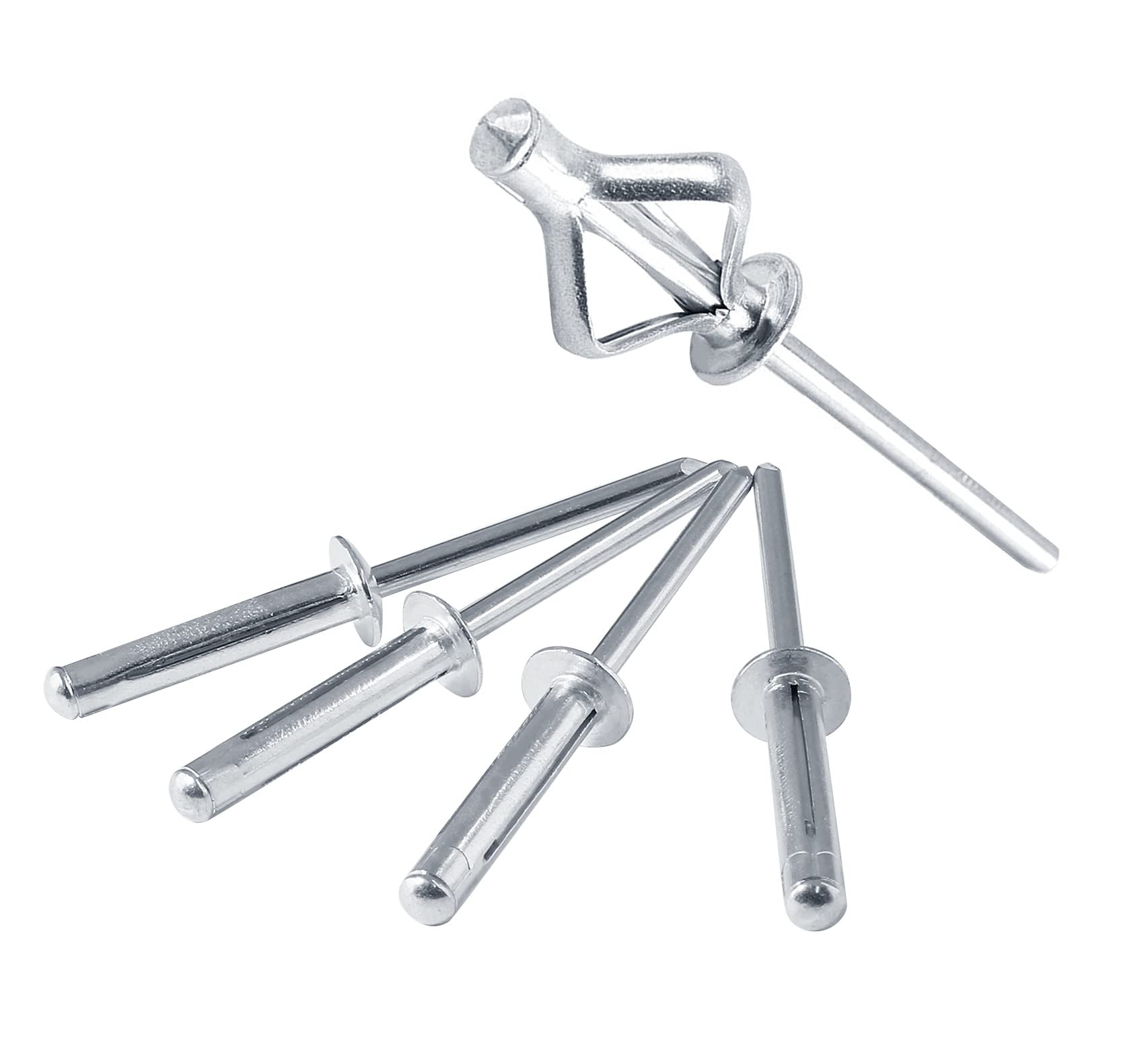 Jersvimc 3/16" x 1" Trifold Exploding Pop Rivets, Solid Aluminum Tri Grip Rivets Bulb Style Rivets Large Flange Rivets Big Headed Rivets for Kayak Marine Boat - 50Pcs